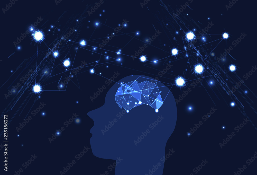 Electric brain storm nerve cells creative inspiration, brain thinking ...