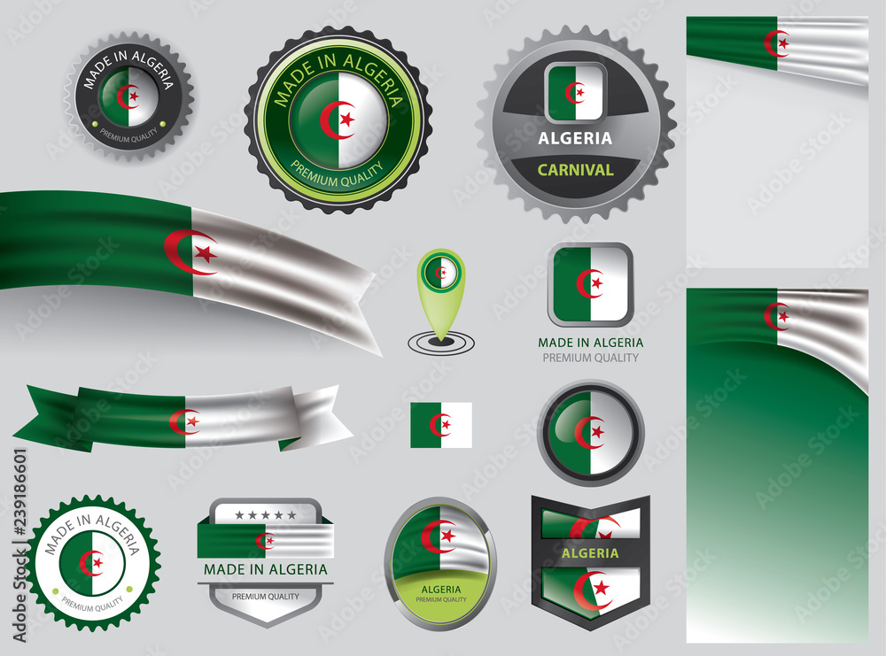 Made in Algeria seal, Algerian flag and color --Vector Art-- Stock ...