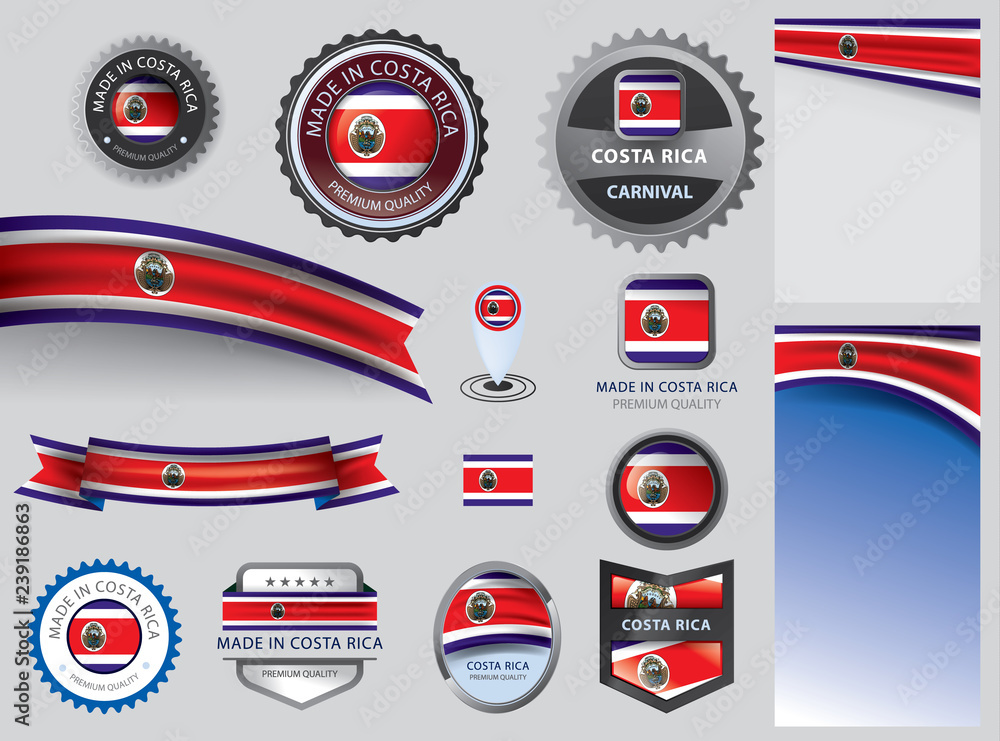 Made in Costa Rica seal, Costa Rican flag and color --Vector Art ...