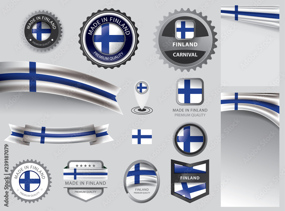 Made in Finland seal, Finnish flag and color --Vector Art-- Stock ...