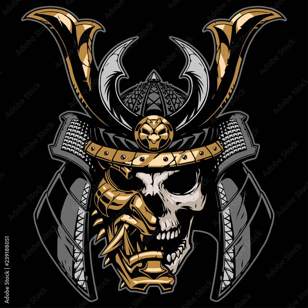Samurai skull illustration Stock Vector | Adobe Stock