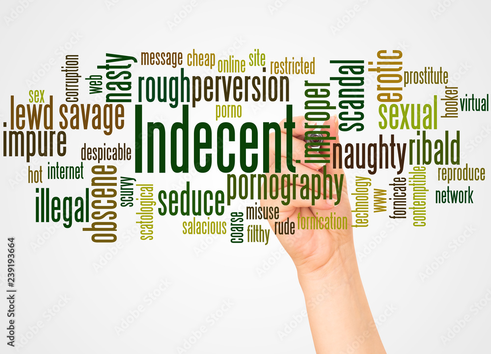 Indecent word cloud and hand with marker concept Stock Illustration ...