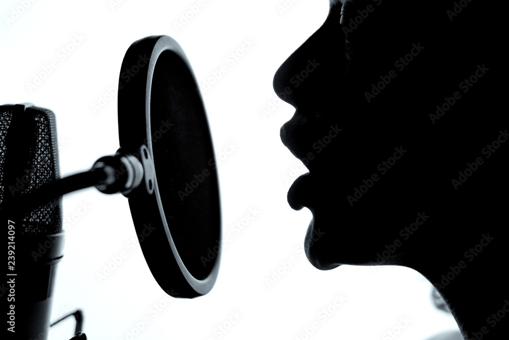 Sensual woman sexy silhouette profile with pretty face near studio ...
