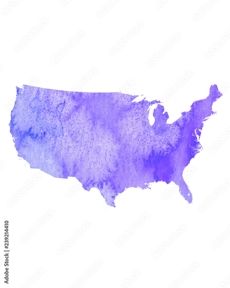 Watercolor United States Map. USA Painted in Watercolors Stock ...