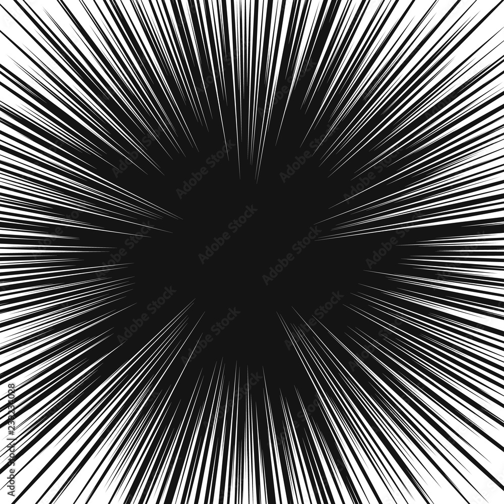 Many black comic radial speed Lines on white base. Effect power ...