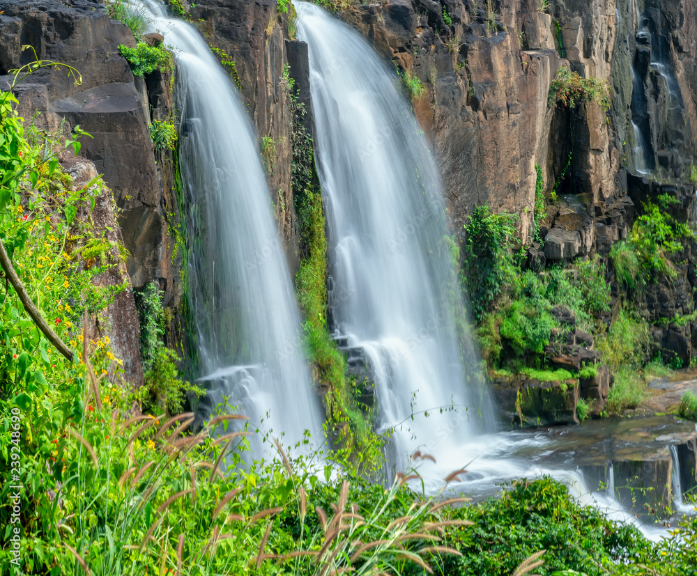 Mystical waterfall in the Da Lat plateau, Vietnam. This is known as the ...