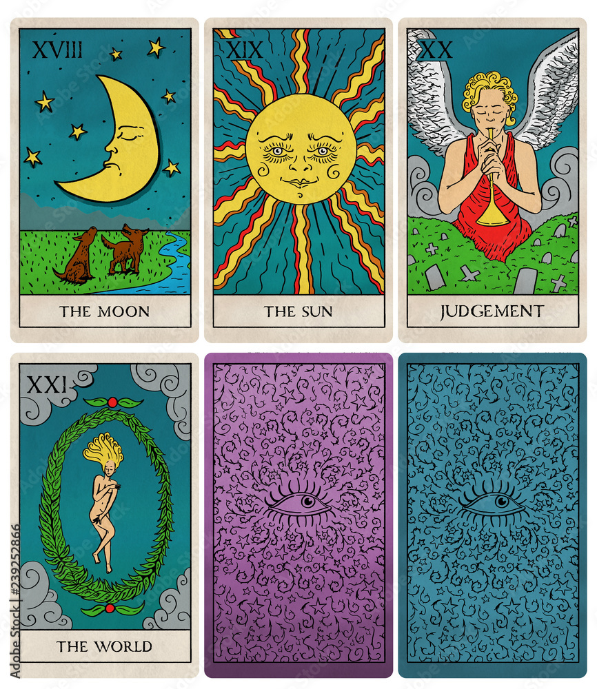 Vintage tarot deck, old style illustrations Stock Photo | Adobe Stock