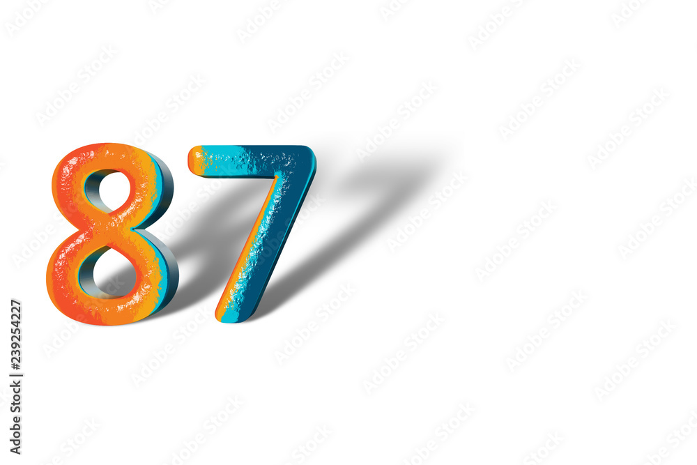 3D Number 87 eighty seven lively colours Stock Illustration | Adobe Stock
