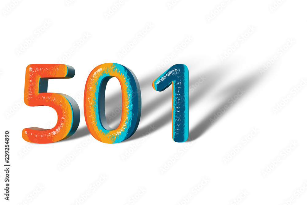 3D Number 501 five hundred one lively colours Stock Illustration ...