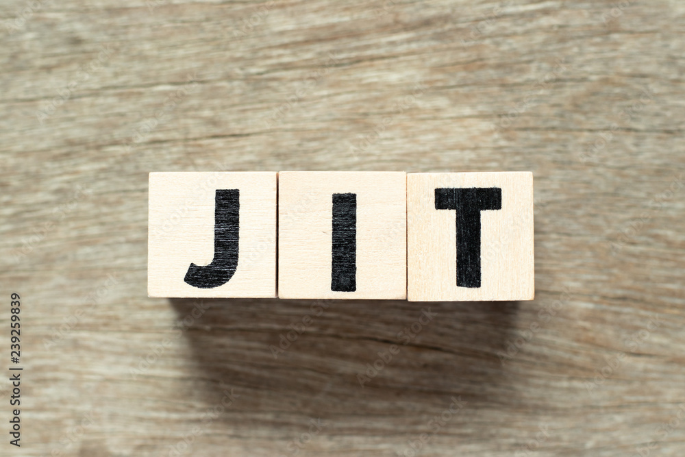 Letter block in word JIT (abbreviation of just in time) on wood ...