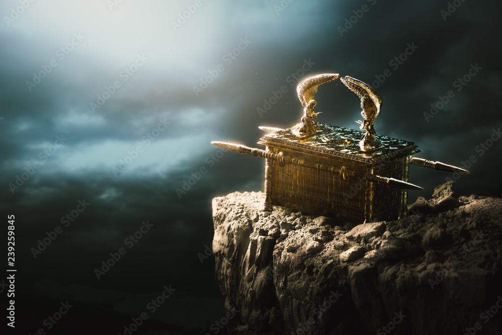 Ark of the covenant at the top of a mountain / 3D Rendering Stock ...