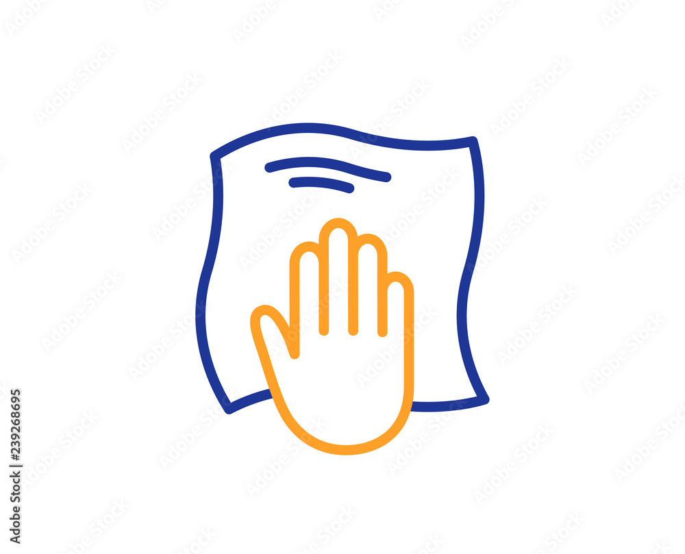 Cleaning cloth line icon. Wipe with a rag symbol. Housekeeping ...