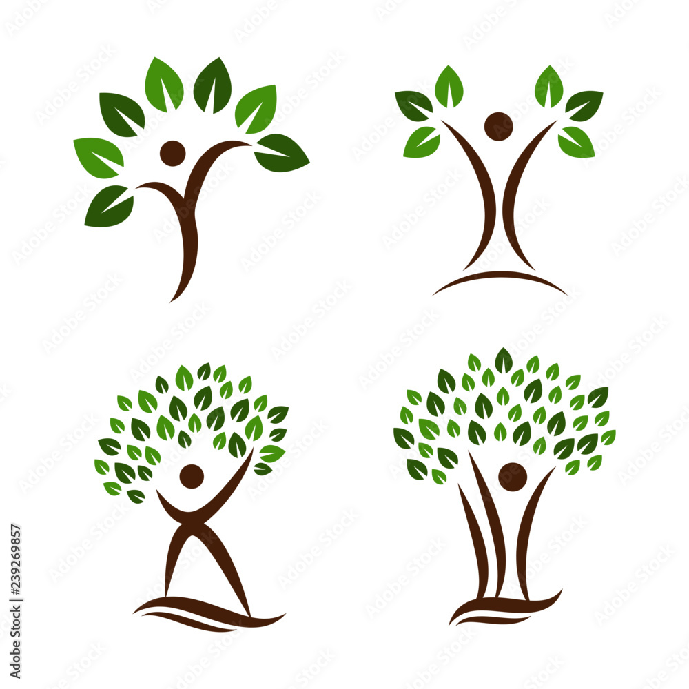 Simple Unique tree people Icon Symbol Logo For Business Stock Vector ...