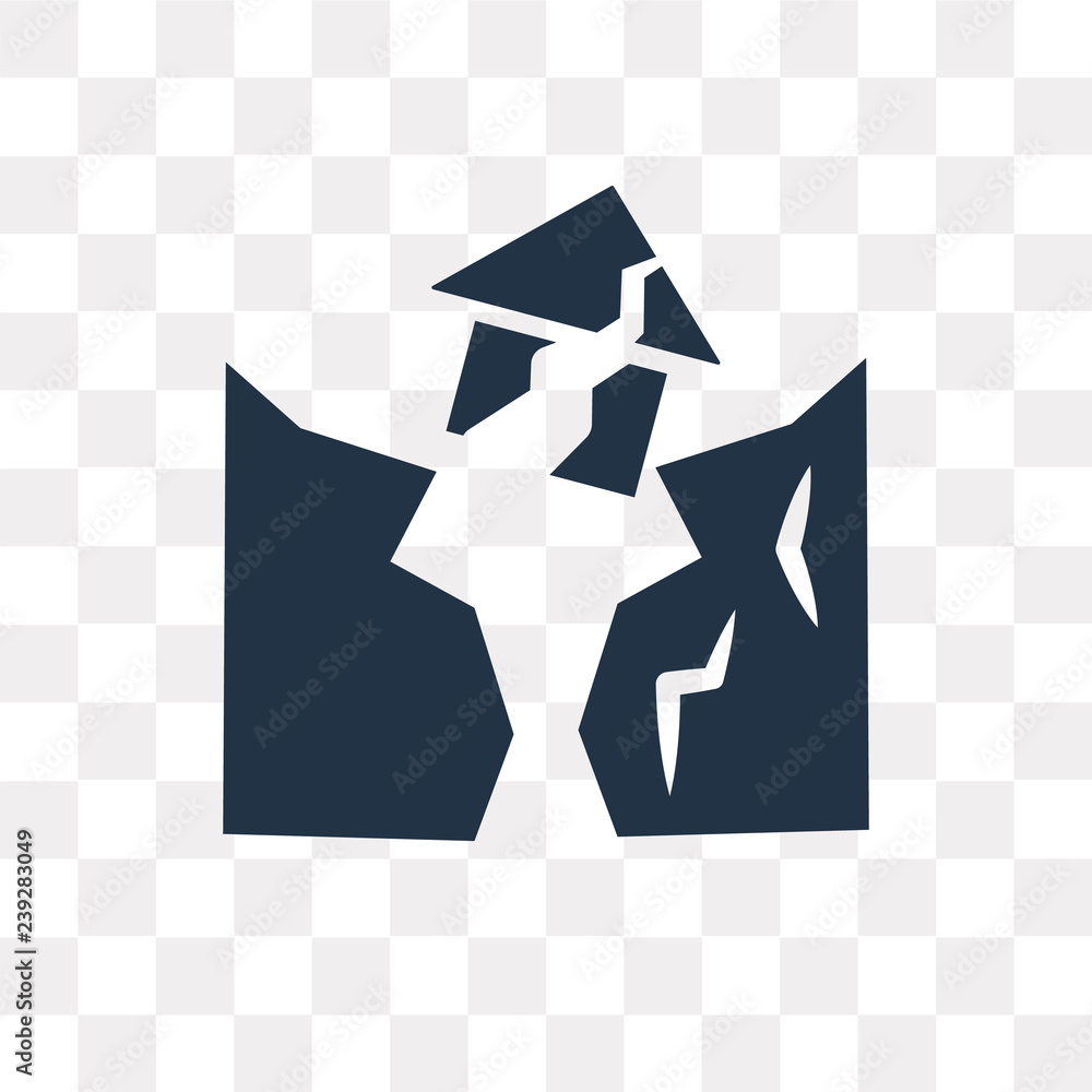 Cracked Ground Between Houses vector icon isolated on transparent ...