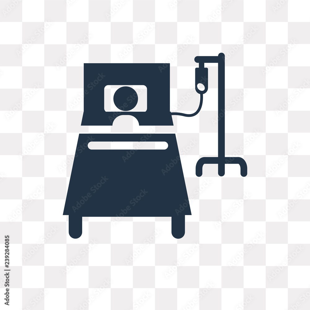 Hospital bed vector icon isolated on transparent background, Hospital ...