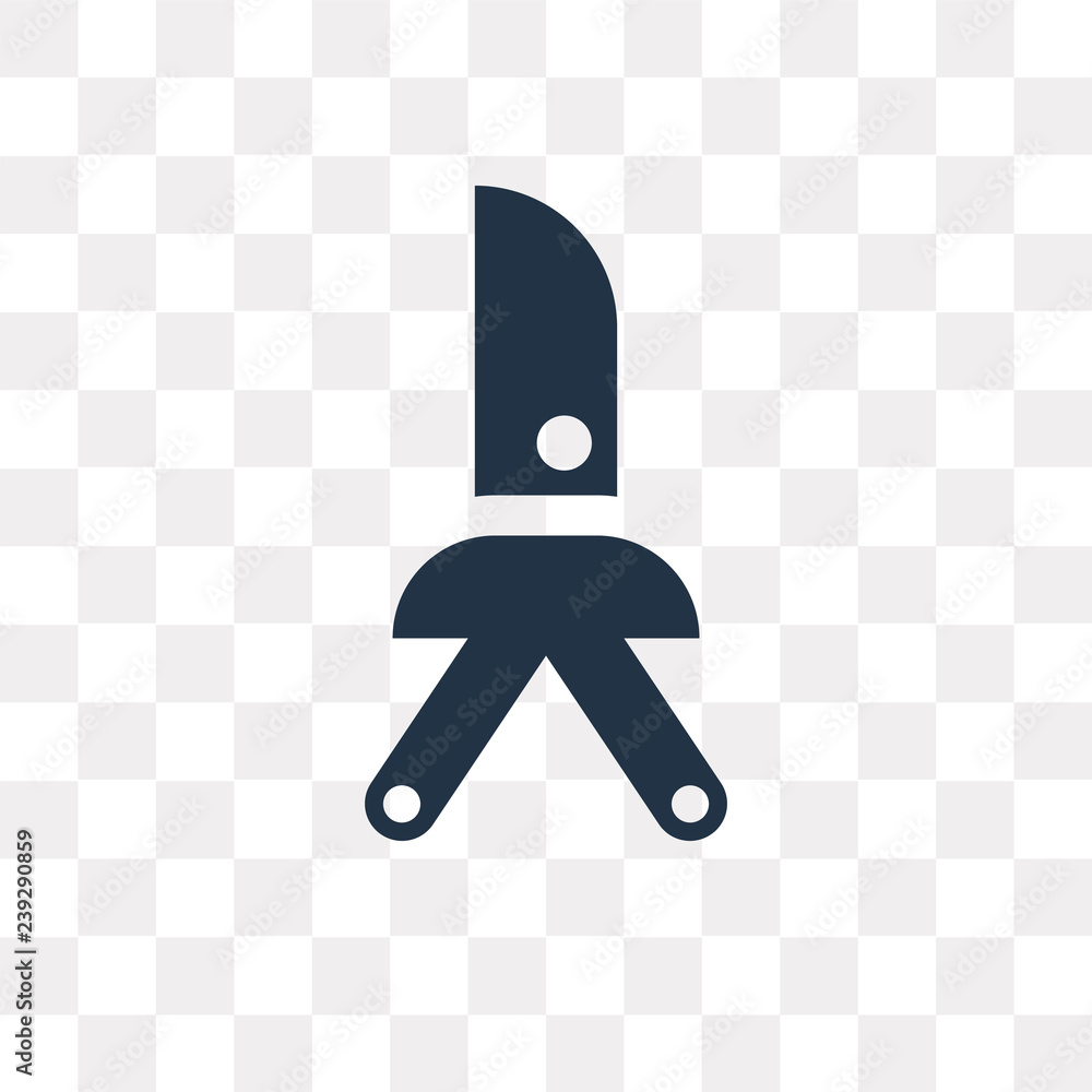 Butterfly knife vector icon isolated on transparent background ...