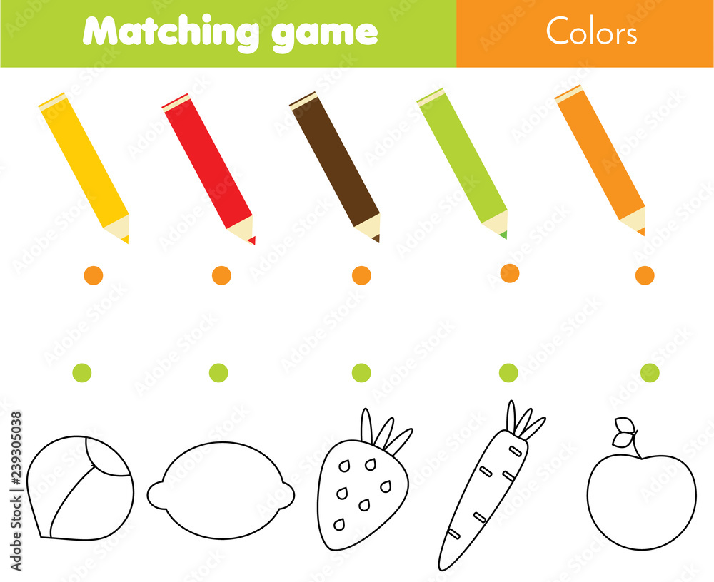 matching educational children game. Match vegetables and fruits by ...