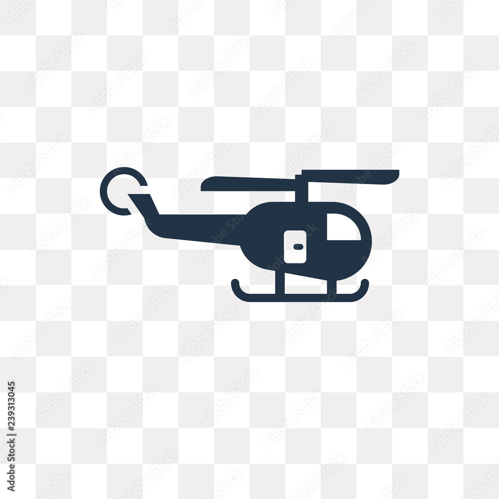 Helicopter Flying vector icon isolated on transparent background ...