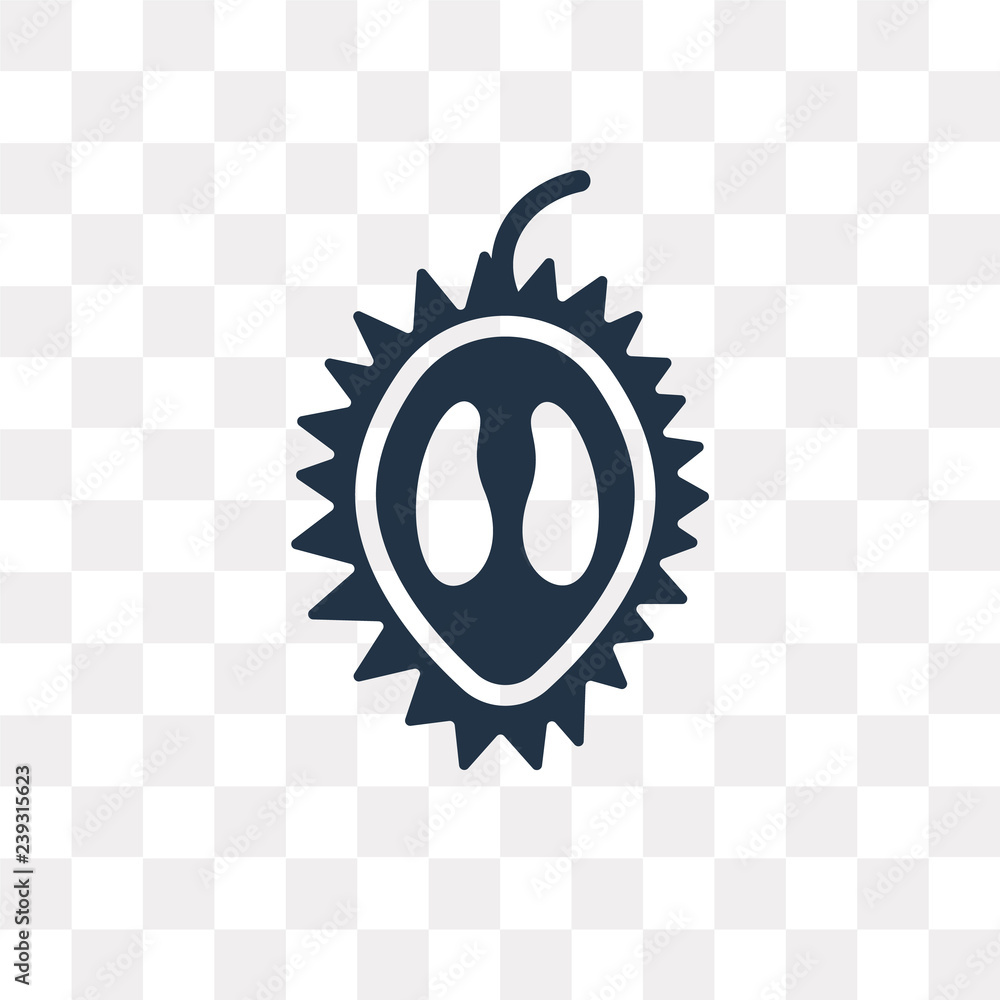 Durian vector icon isolated on transparent background, Durian ...