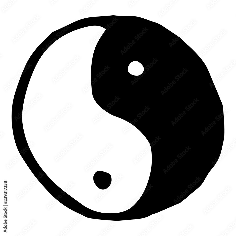 Yin Yang symbol. Vector illustration of yin and yang. Hand drawn yin ...