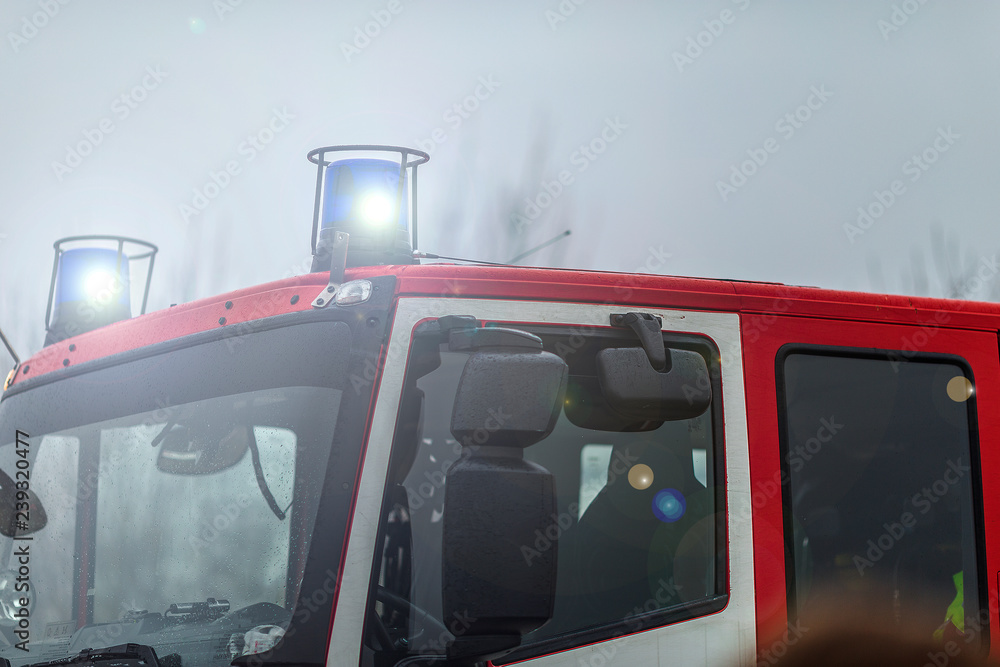 warning lights and fire alarm sirens. a fire car and its lights. Stock ...