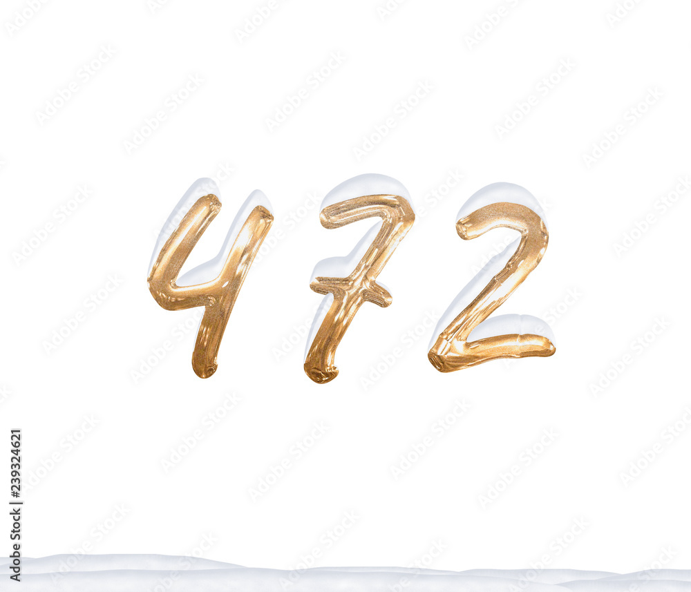 Gold Number 472 with Snow on white background Stock Illustration ...