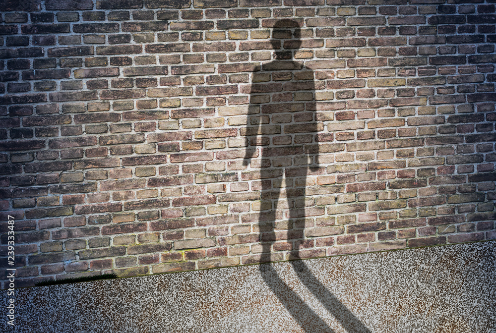 shadow on the wall of a lonely and orphan child Stock Illustration ...