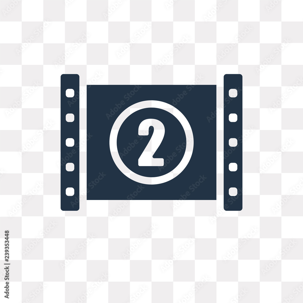 Film Reel Countdown Number 2 vector icon isolated on transparent ...