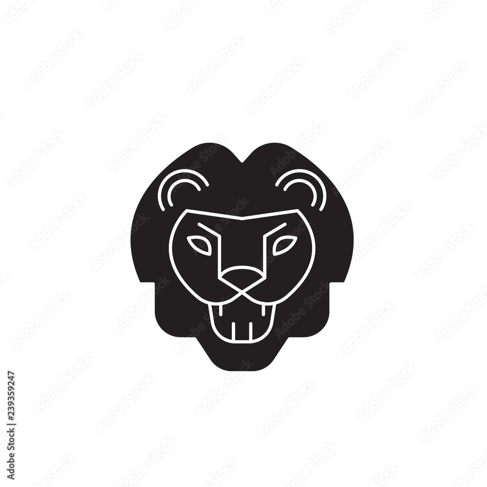 Lion roar black vector concept icon. Lion roar flat illustration, sign ...