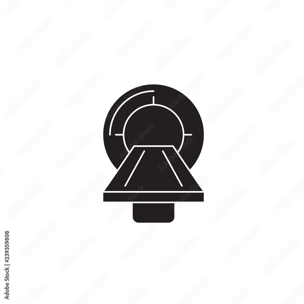Magnetic resonance imaging (mri) black vector concept icon. Magnetic ...