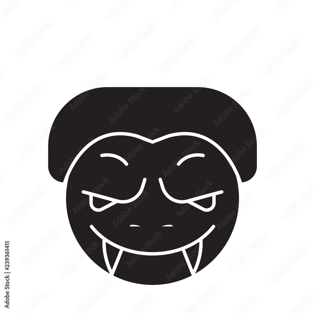 Monster emoji black vector concept icon. Monster emoji flat ...