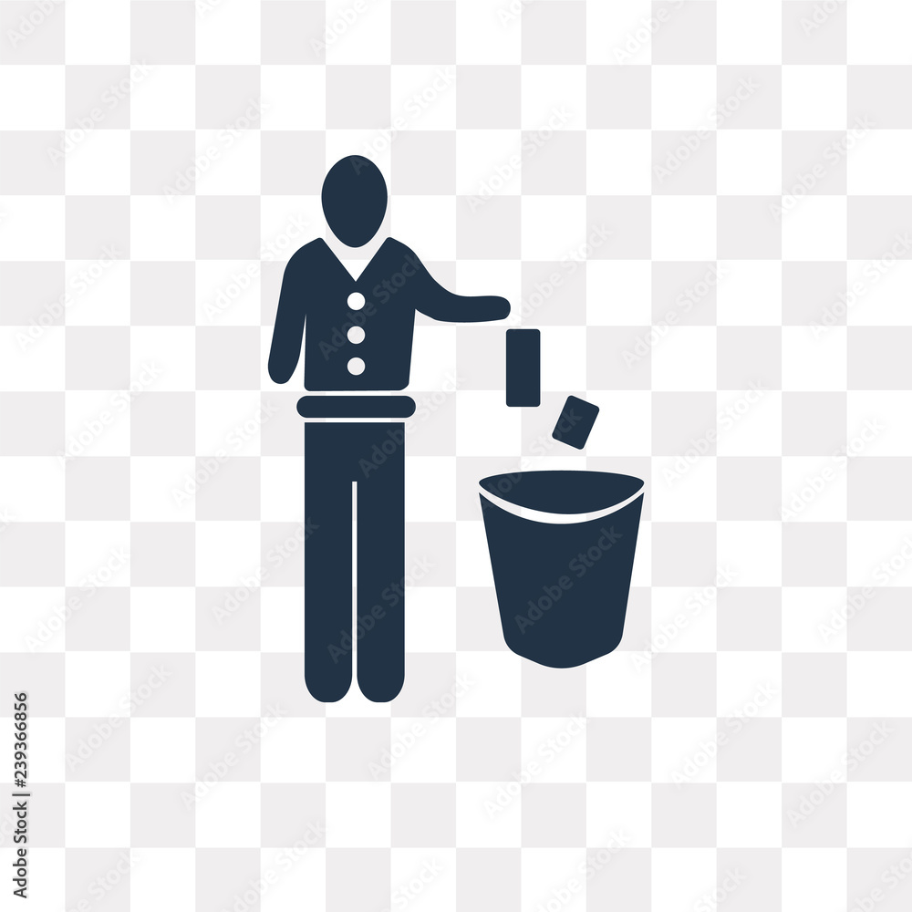 Throwing Trash vector icon isolated on transparent background, Throwing ...