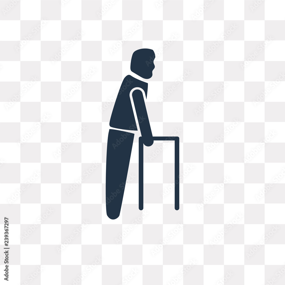 Old Man Walking vector icon isolated on transparent background, Old Man ...