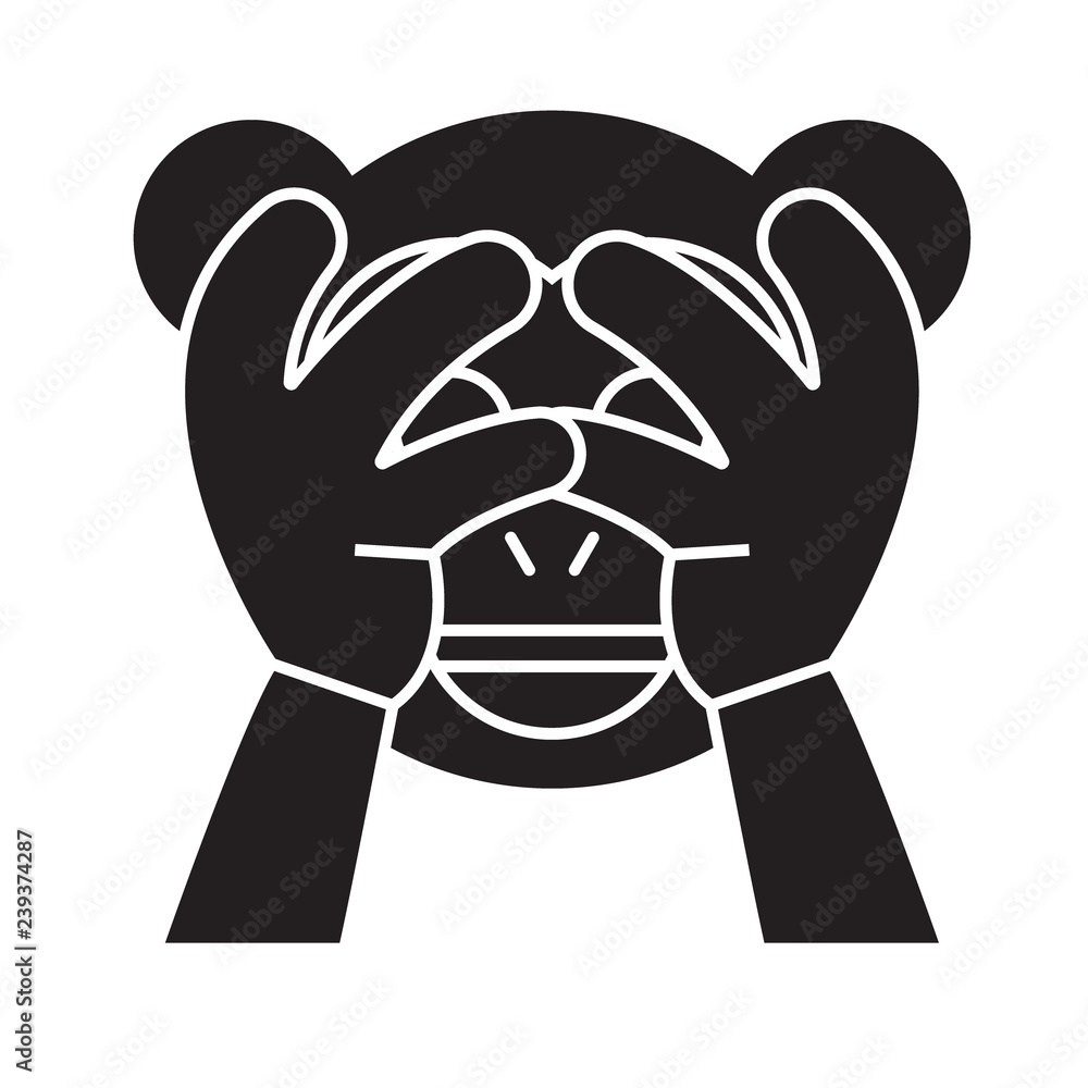 See no evil emoji black vector concept icon. See no evil emoji flat ...