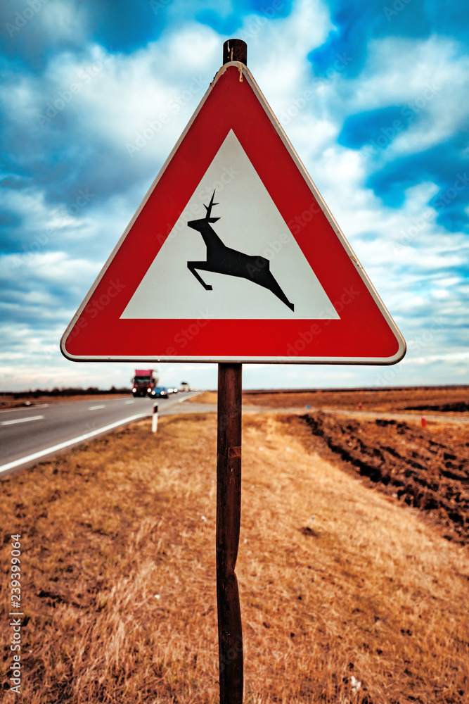 Deer Crossing Road Sign