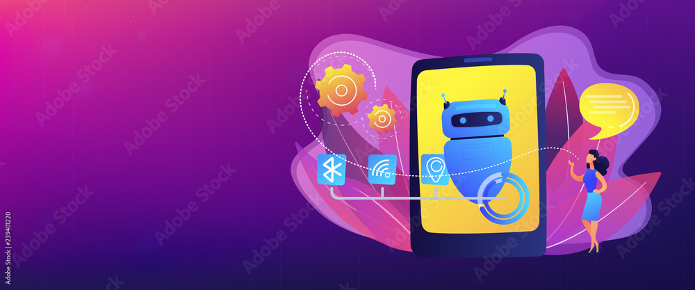 Business woman chatting with messages to chatbot application. Chatbot ...