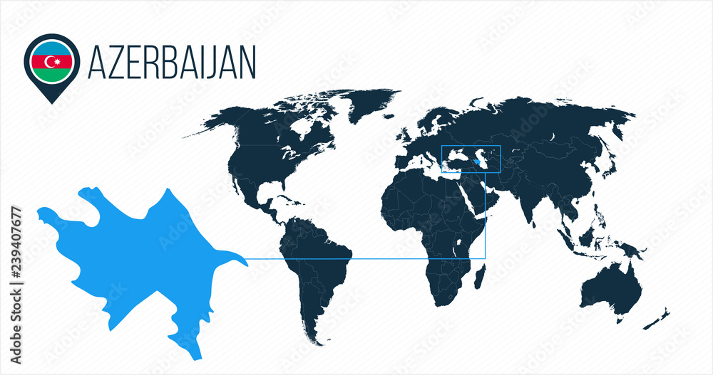 Azerbaijan location on the world map for infographics. All world ...