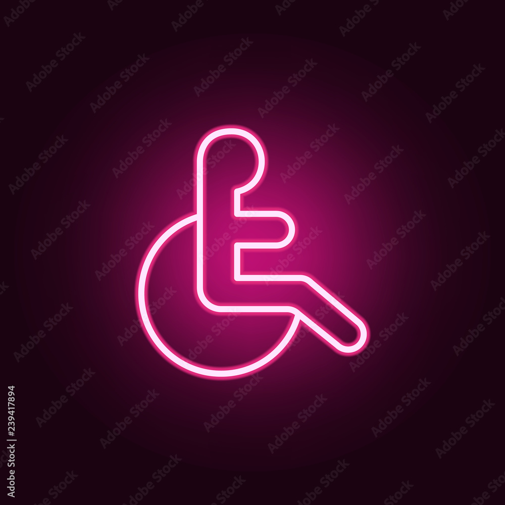 badge of a disabled person icon. Elements of web in neon style icons ...