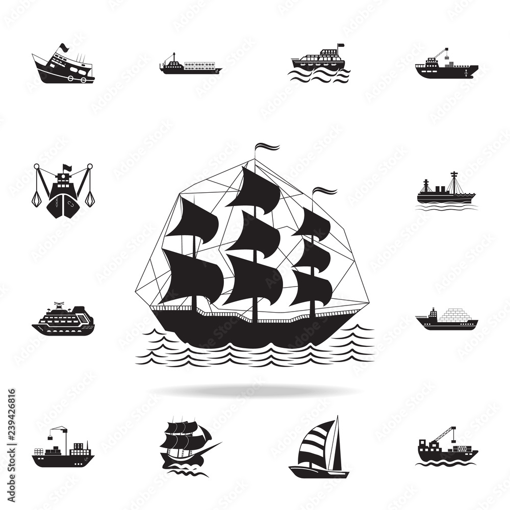 military sailing ship icon. Detailed set of ship icons. Premium graphic ...