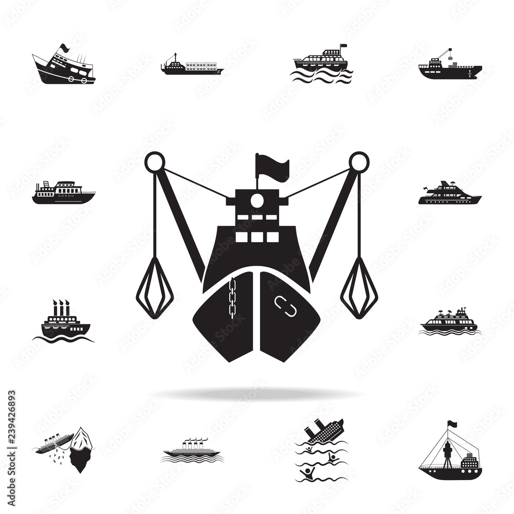 fishing boat in front icon. Detailed set of ship icons. Premium graphic ...