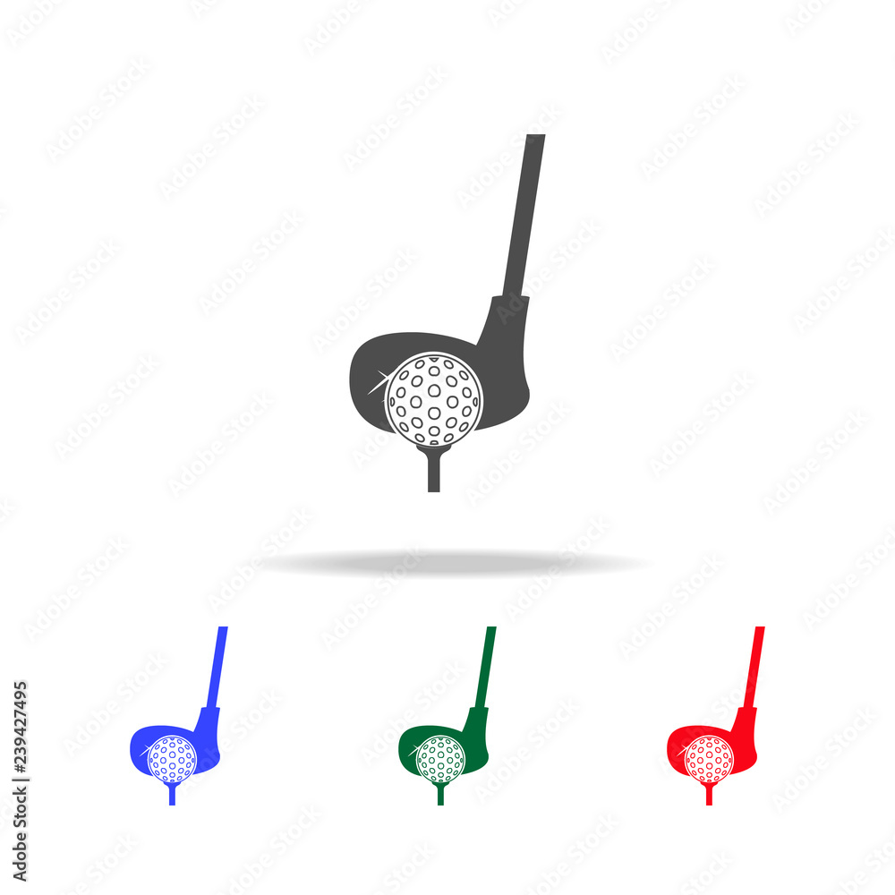 Golf club and ball icons. Elements of sport element in multi colored ...