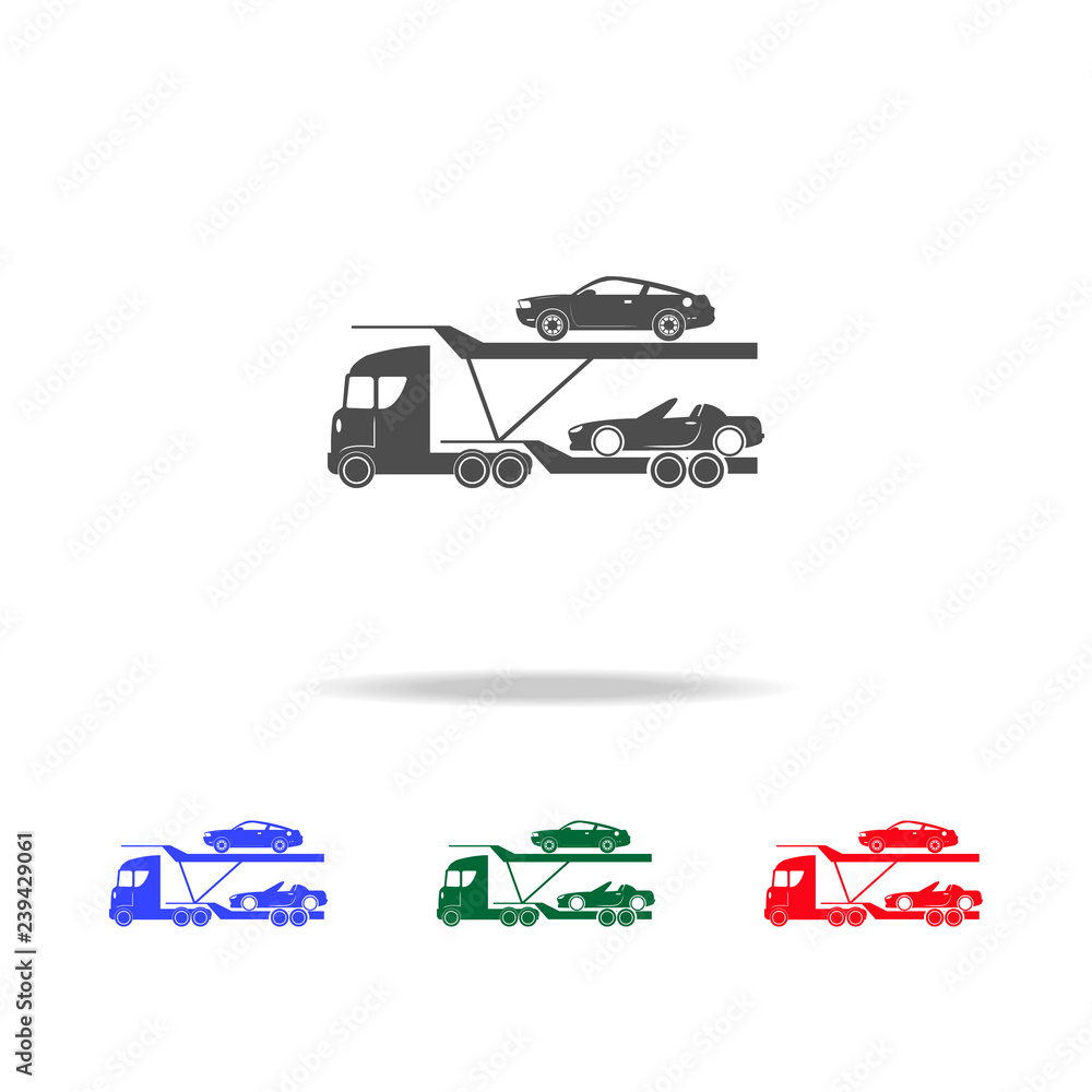 Car carrier truck deliver new auto icons. Elements of transport element ...