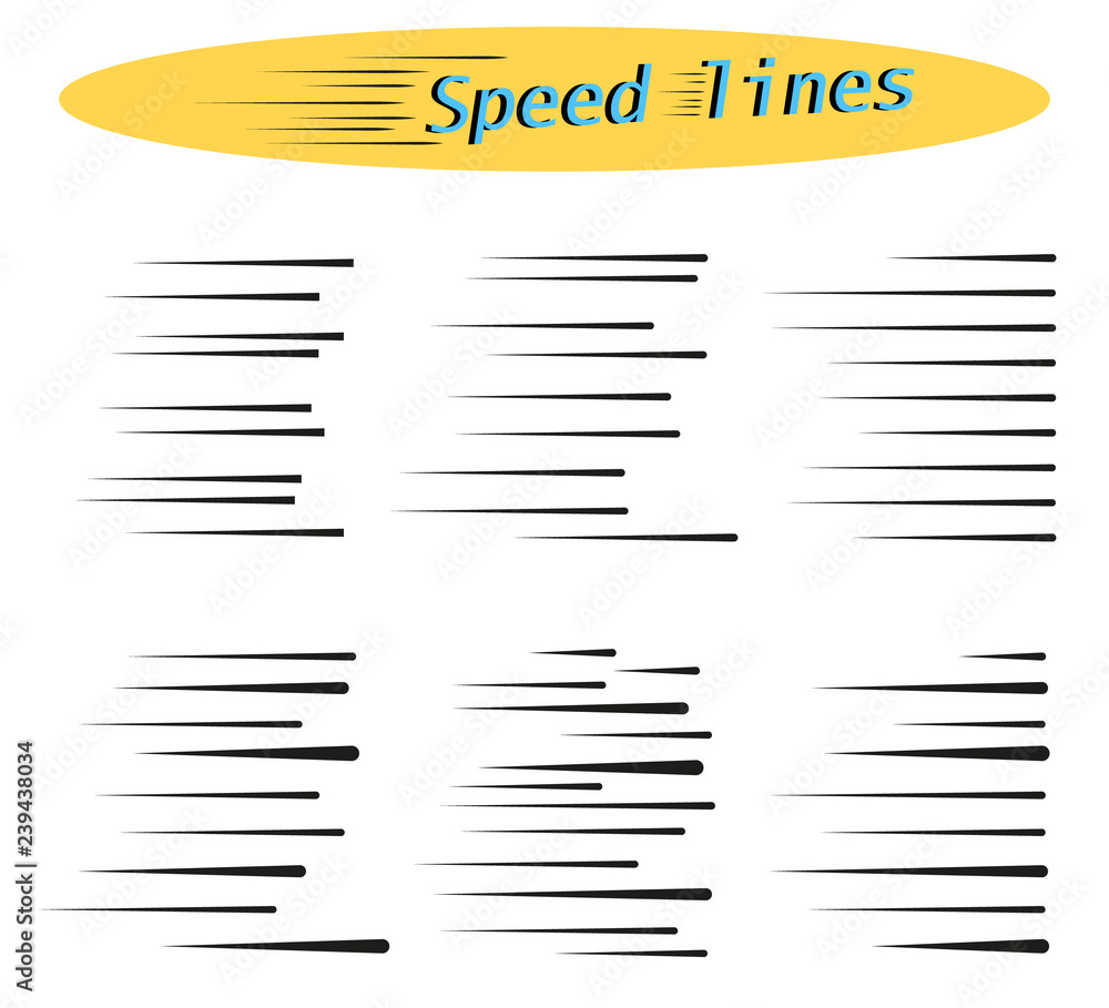 Set of vector different options of simple horizontal lines of speed ...