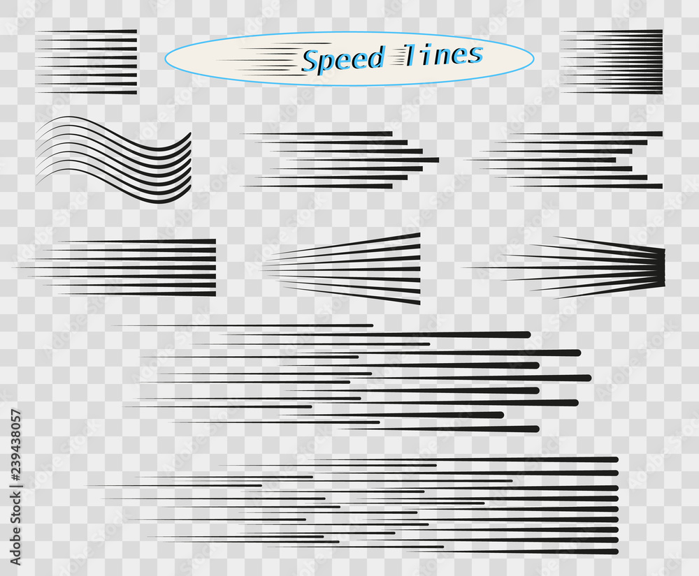 Set of vector different options of simple horizontal lines of speed ...