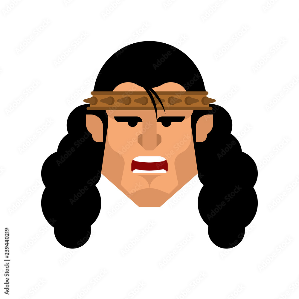 Barbarian face. berserk Brutal man head. Warrior portrait Vector ...
