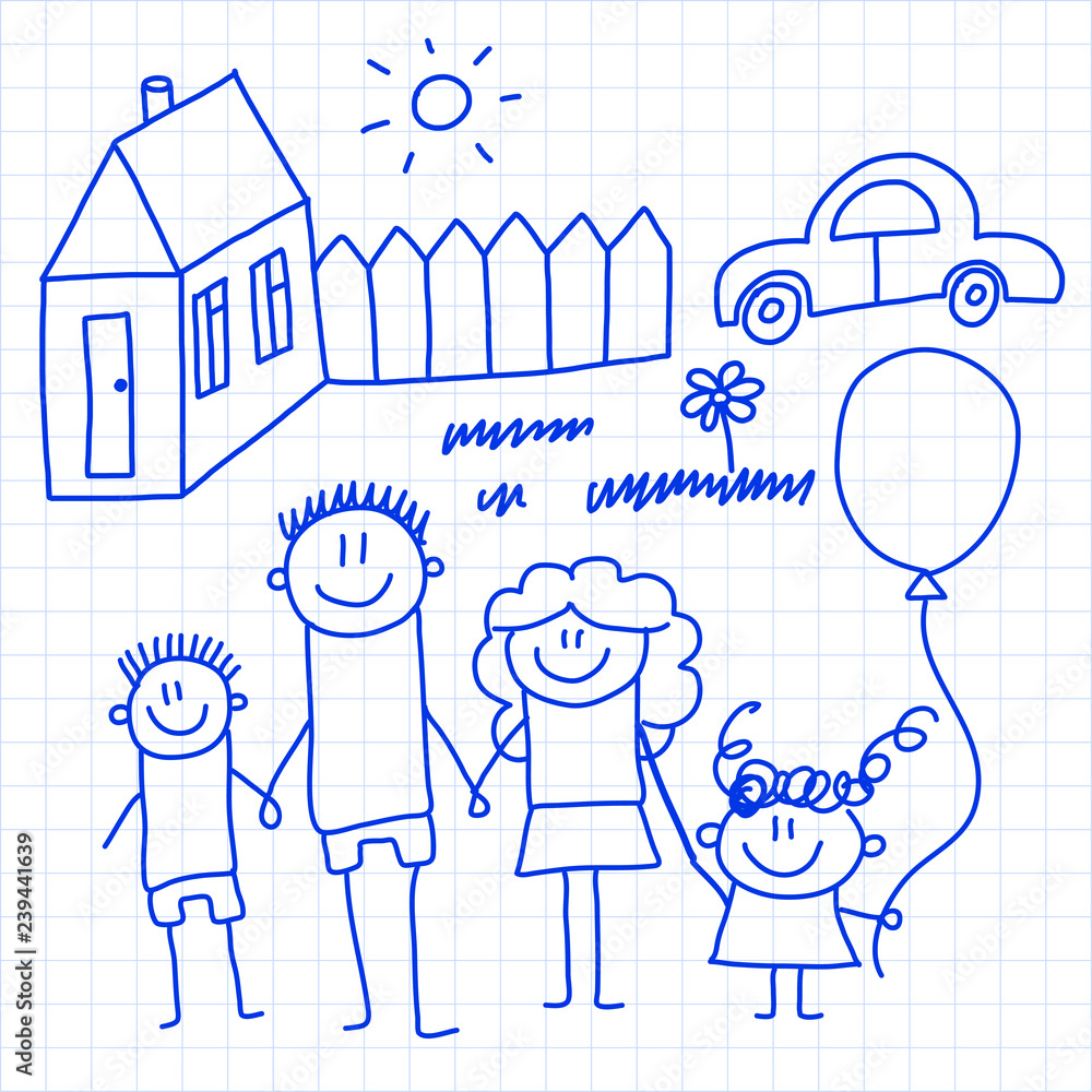 Small Family Happy Family Drawing