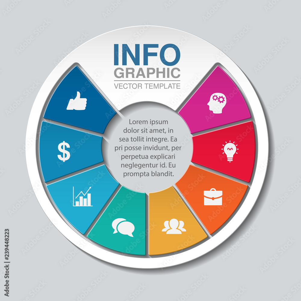 Vector infographic template for circular diagram, graph, presentation ...