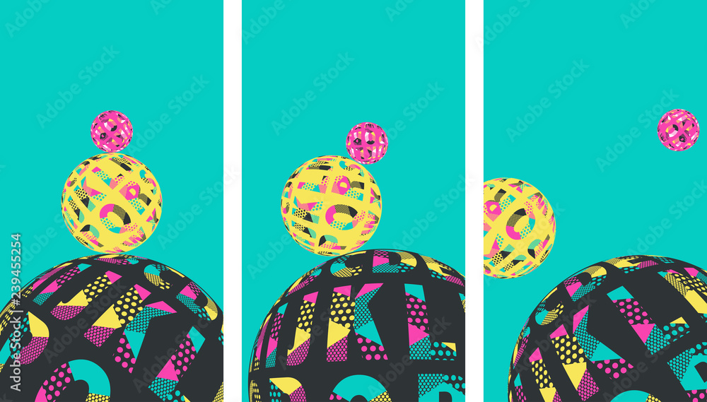 sequence of alphabet balls bouncing in pop colors Stock Illustration ...
