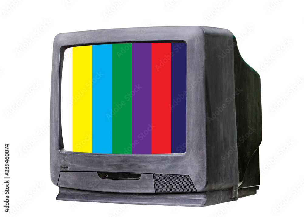 Classic Vintage Retro Style old television with test screen,old ...