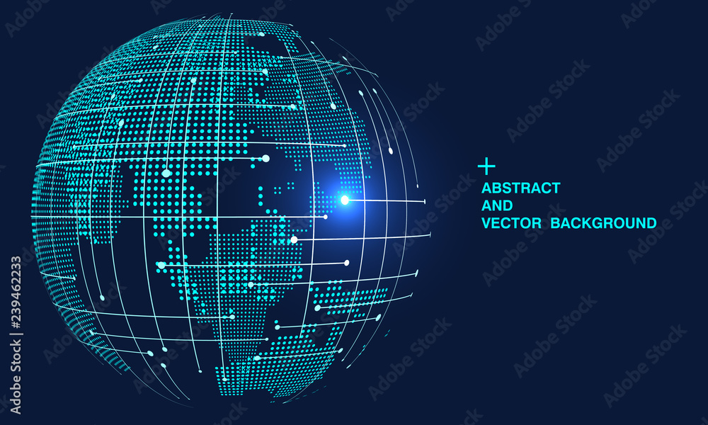 3D abstract concept world or earth, internationalization and ...